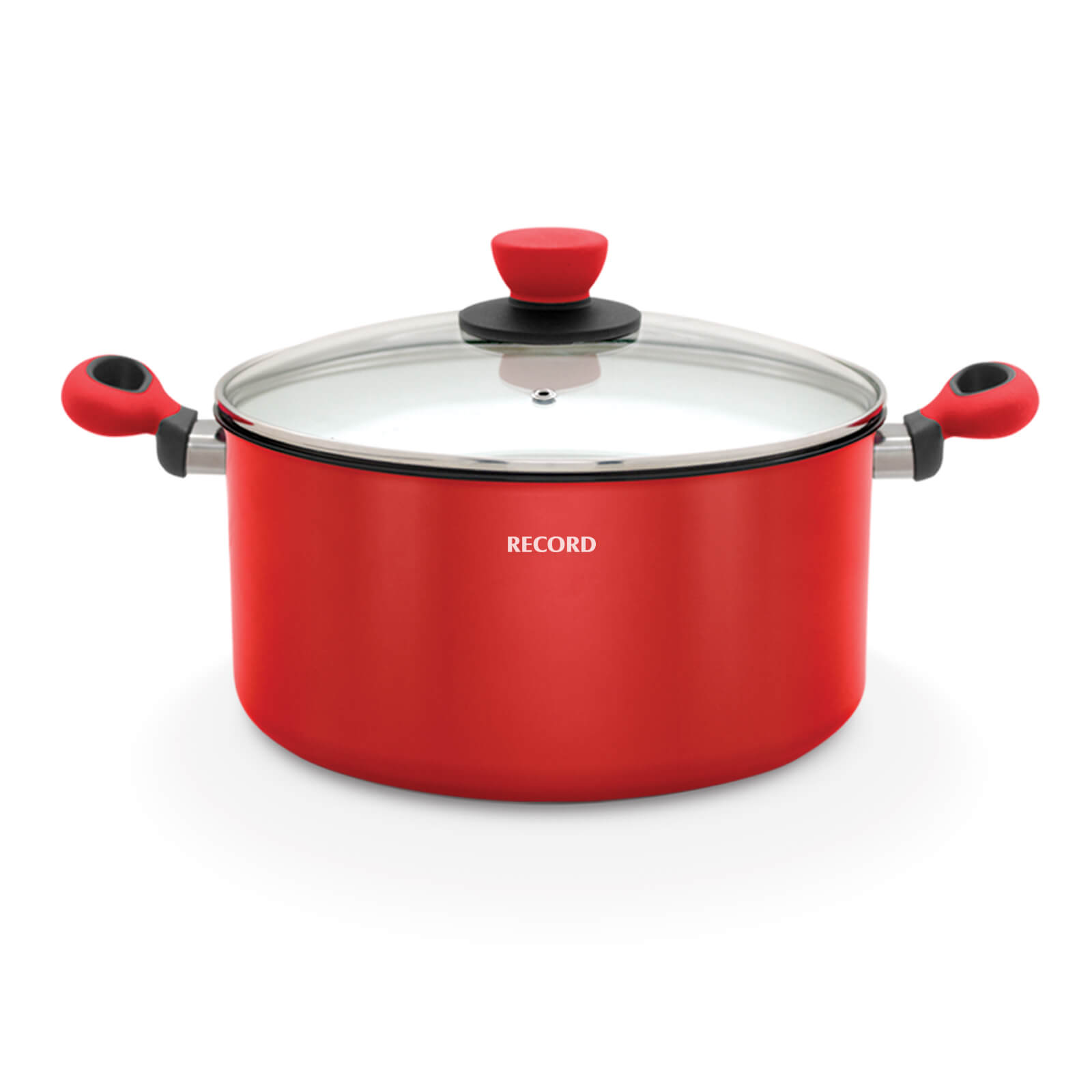 Olla Record Acero Esmaltado Amore con tapa de vidrio 26 cm – Record Perú